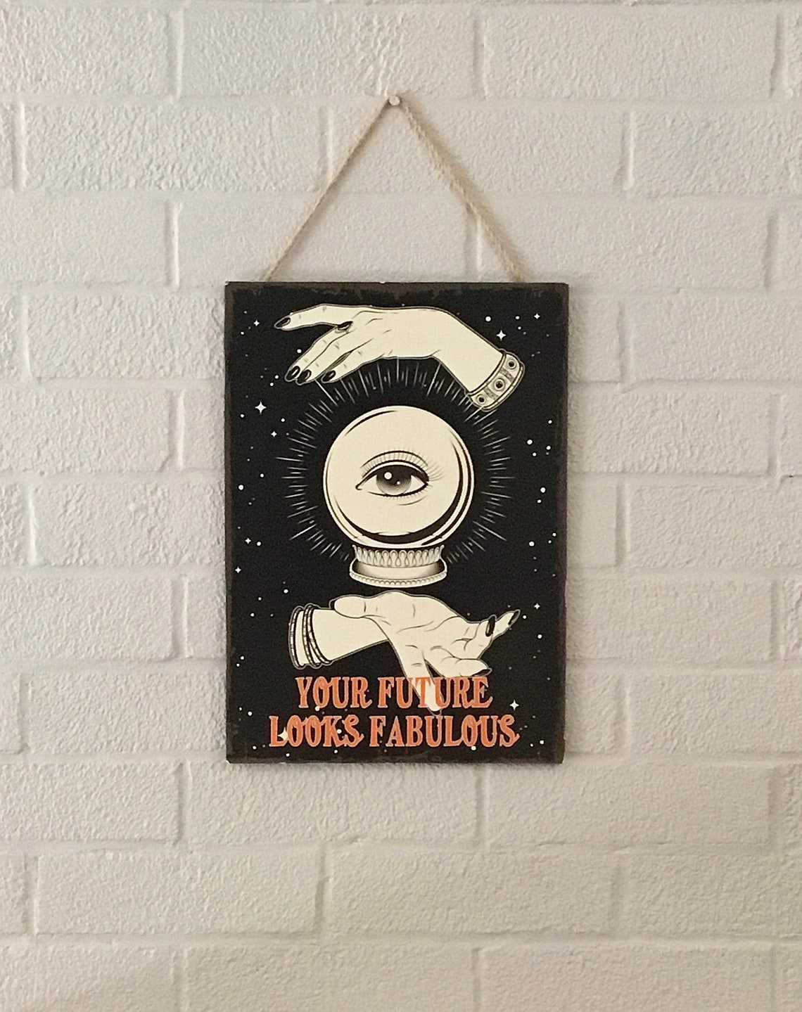 Crystal Ball Fortune Telling Wood Sign, Crystal Ball Wall Hanging Sign ...