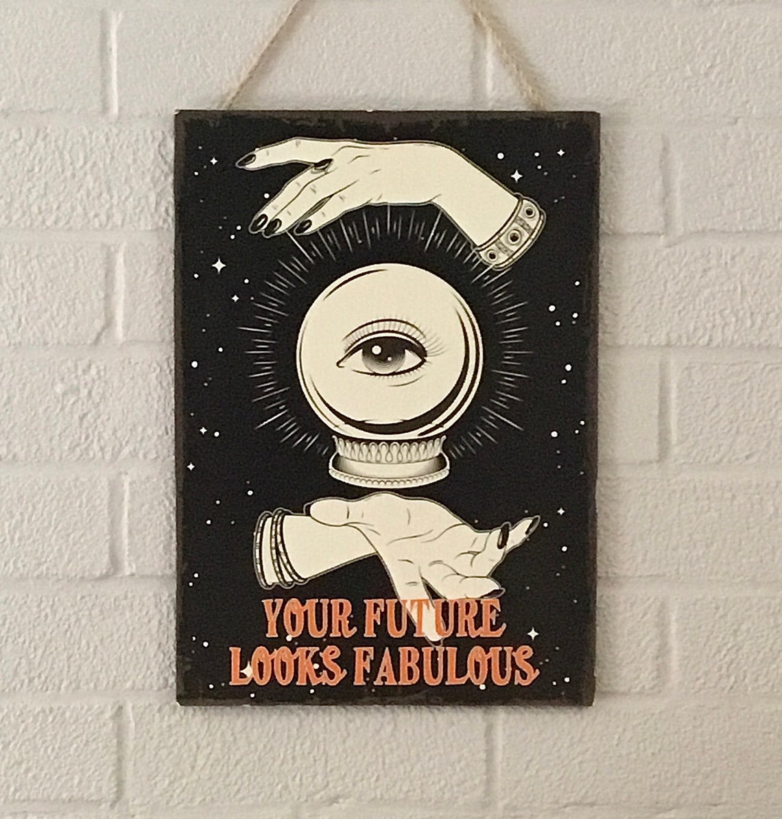 Crystal Ball Fortune Telling Wood Sign, Crystal Ball Wall Hanging Sign ...