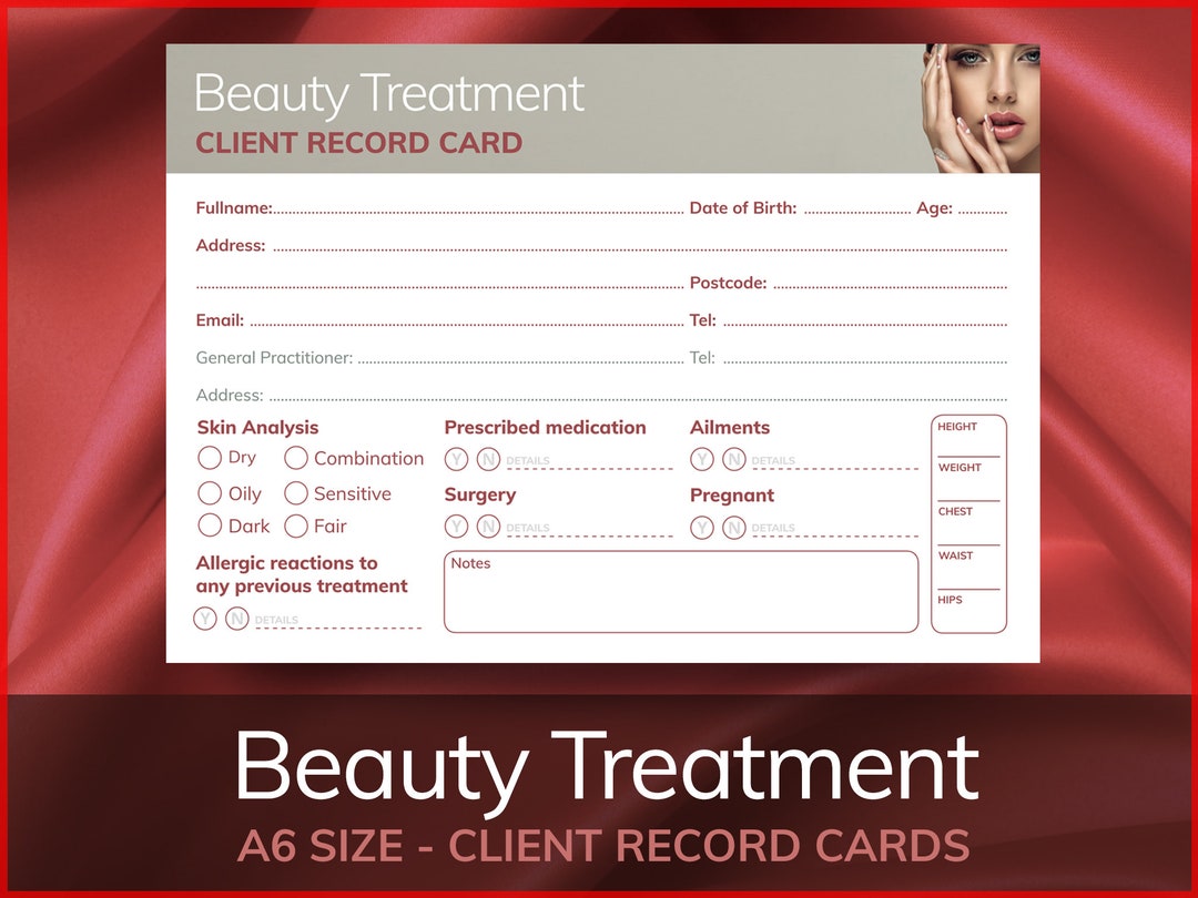 Beauty Client Record Cards Treatment Consultation Forms for Mobile ...
