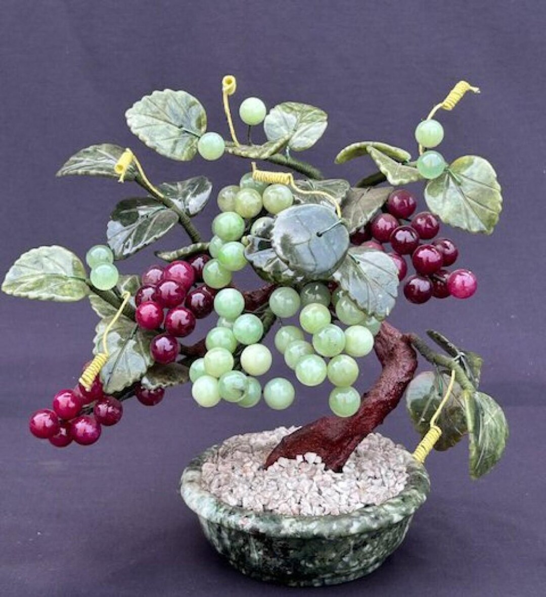 Decorative Glass Grape Bonsai Tree Handcrafted Crystal Grapes & Elegant ...