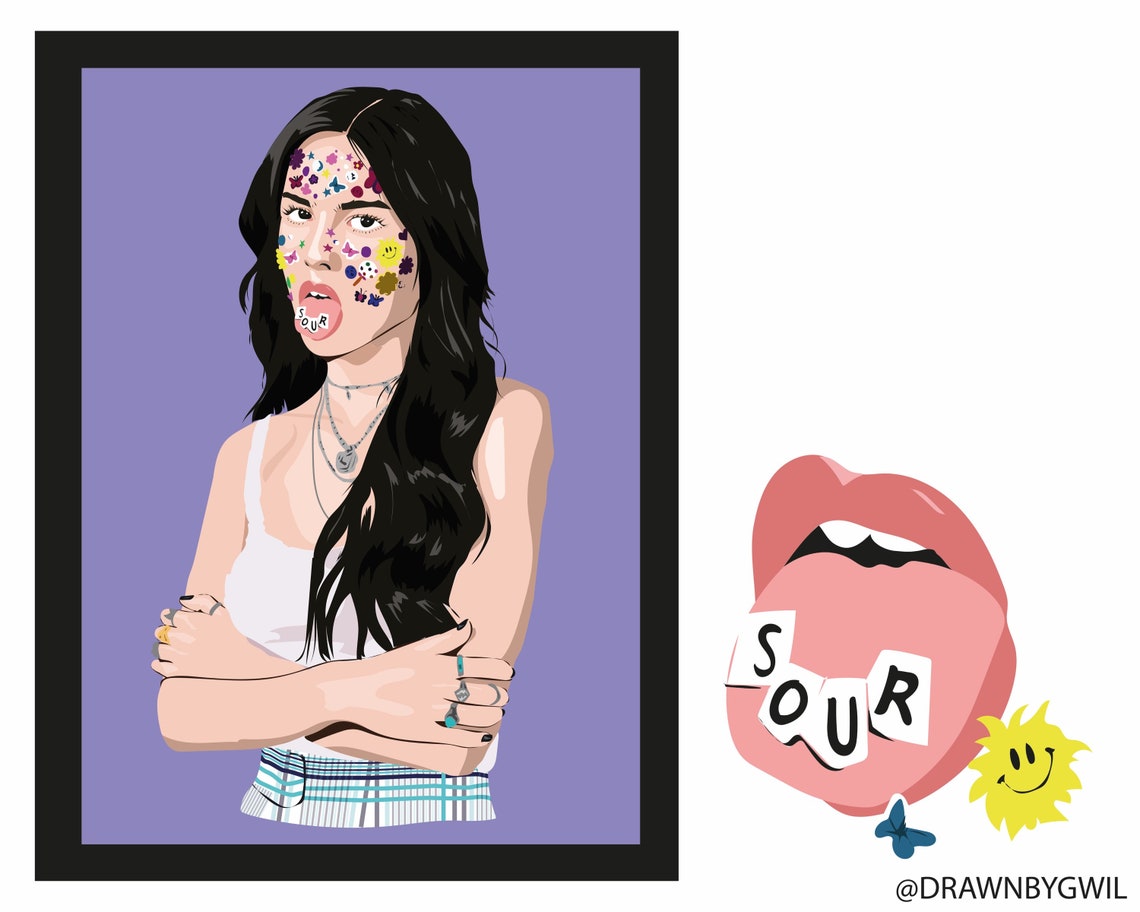 Olivia Rodrigo Art Print Sour, Good4u, Driving License, Livies, Album ...