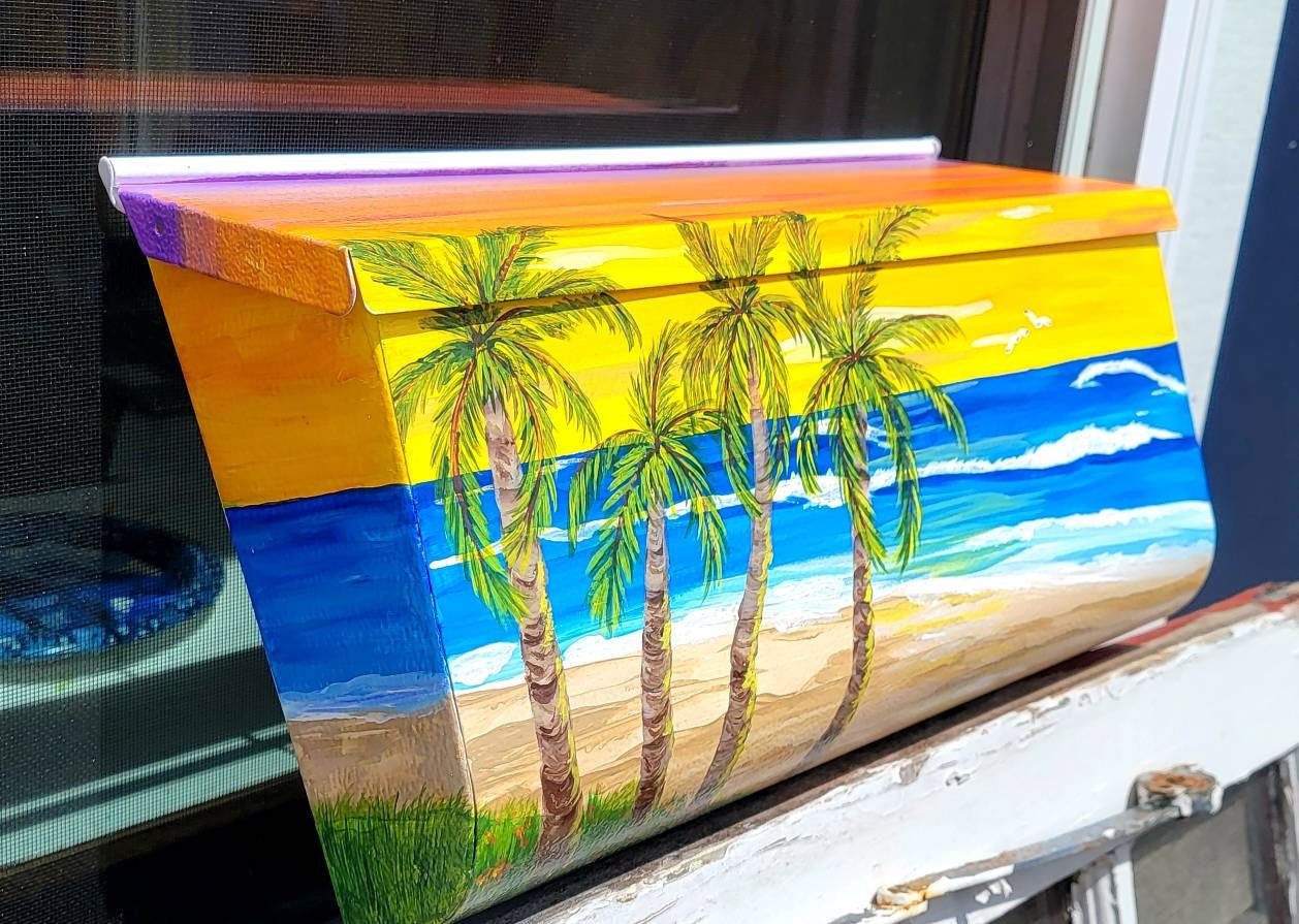 Hand Painted Decorative Mailbox Palm Tree Paradise - Etsy