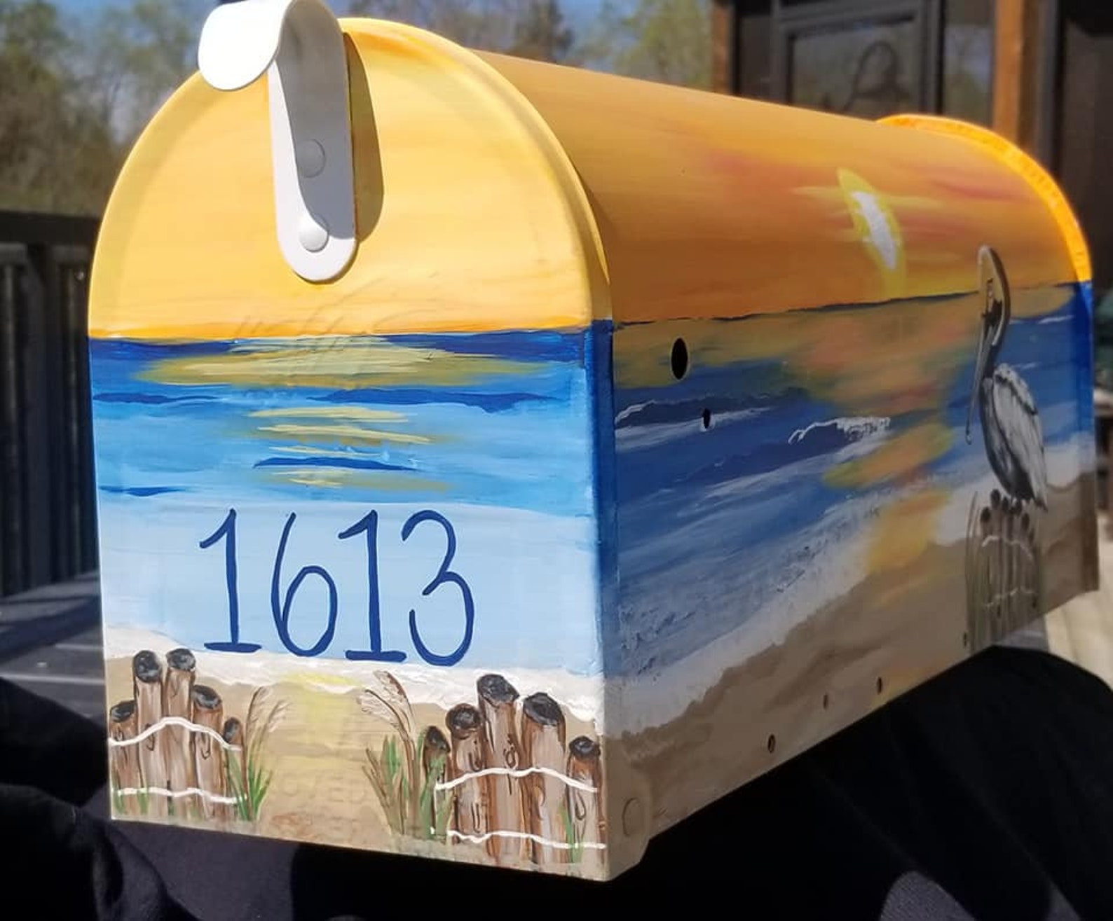 Hand Painted Pelican Mailbox Shoreline Pelican Sunset - Etsy