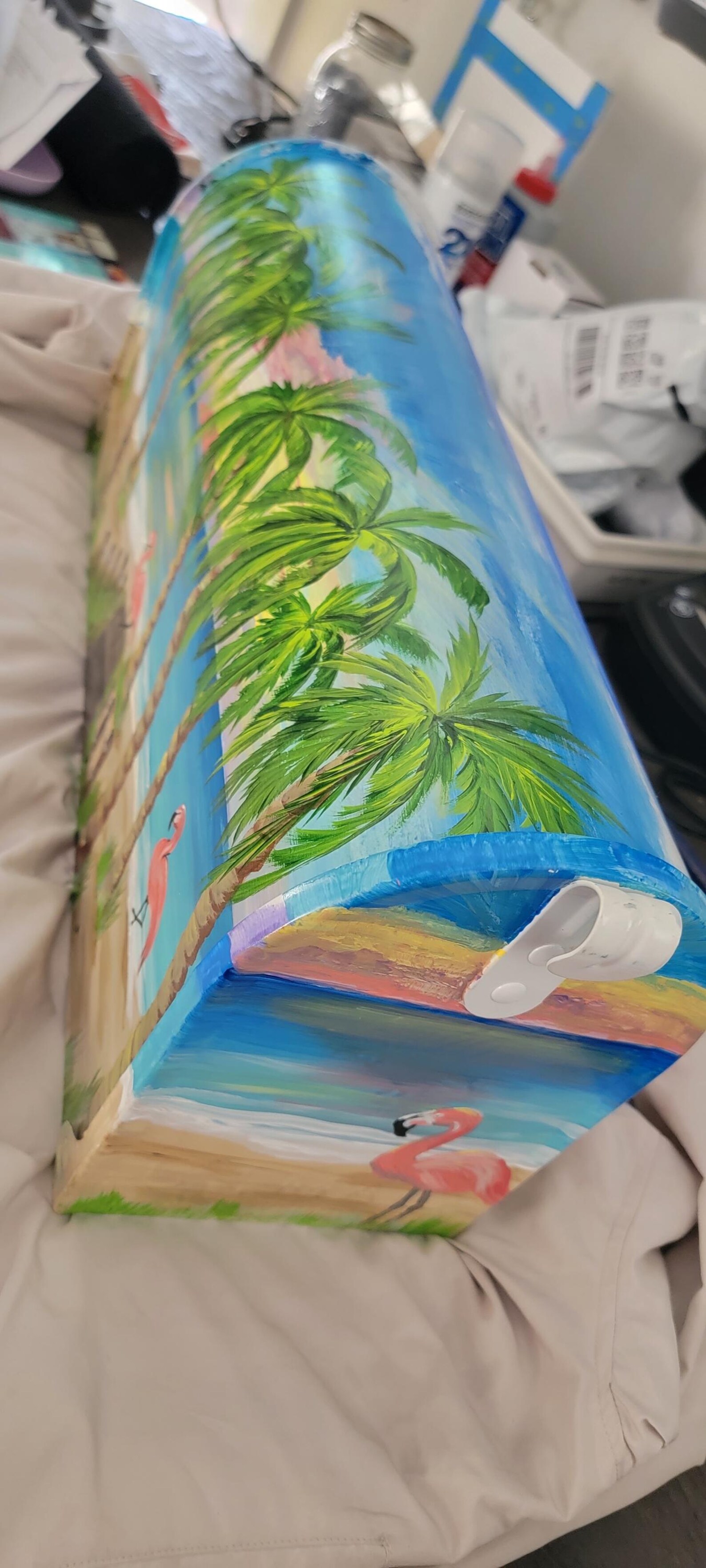 Hand Painted Flamingo Mailbox, Tropical Beach Paradise Oasis - Etsy