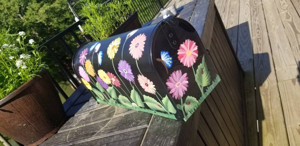 Wild & Colorful Gerber Daisies Hand Painted Mailbox - Etsy