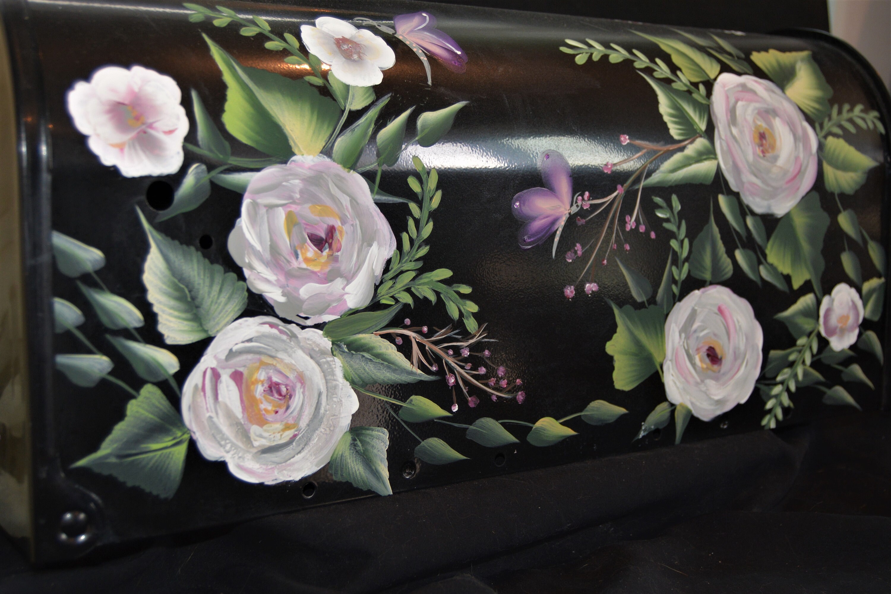 Hand Painted Decorative Mailbox - Roses and Butterflies - Etsy