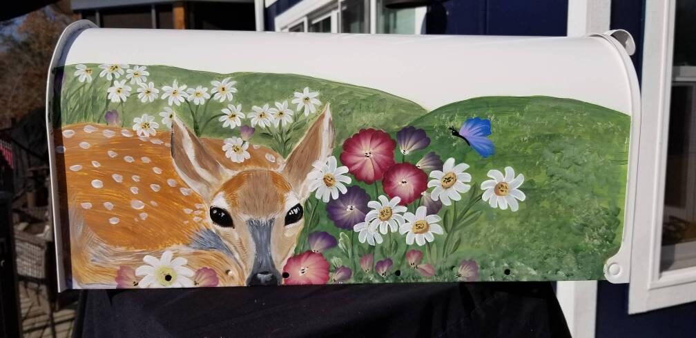 Decorative Mailbox, Handpainted, Deer Fawn in the Meadow - Etsy