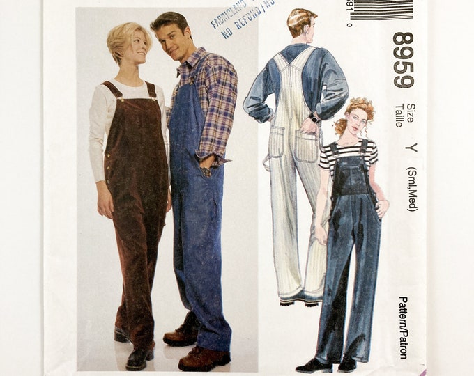 1990's Overalls Vintage Sewing Pattern Mccall's 8959 Unisex Size Small ...
