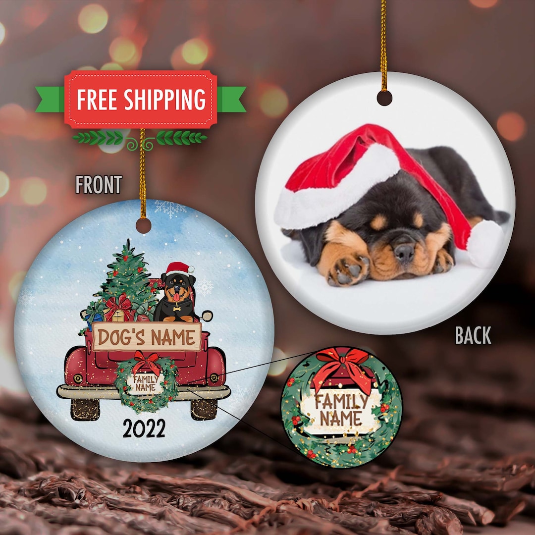 Rottweiler Christmas Truck Ornament, Rottweiler Photo Ornament ...