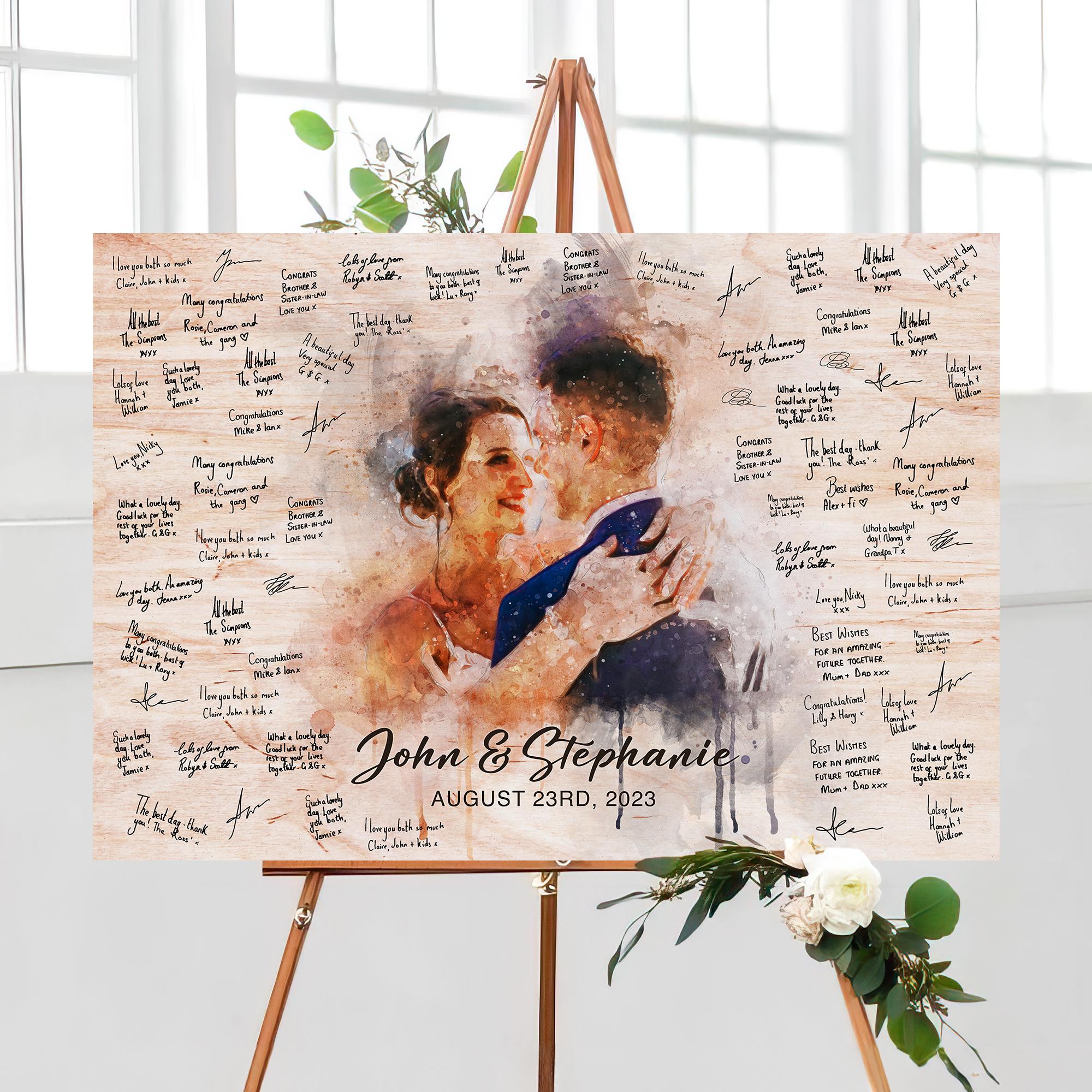Wedding Guest Book Alternative Sign Watercolor Photo Personalized Guest ...