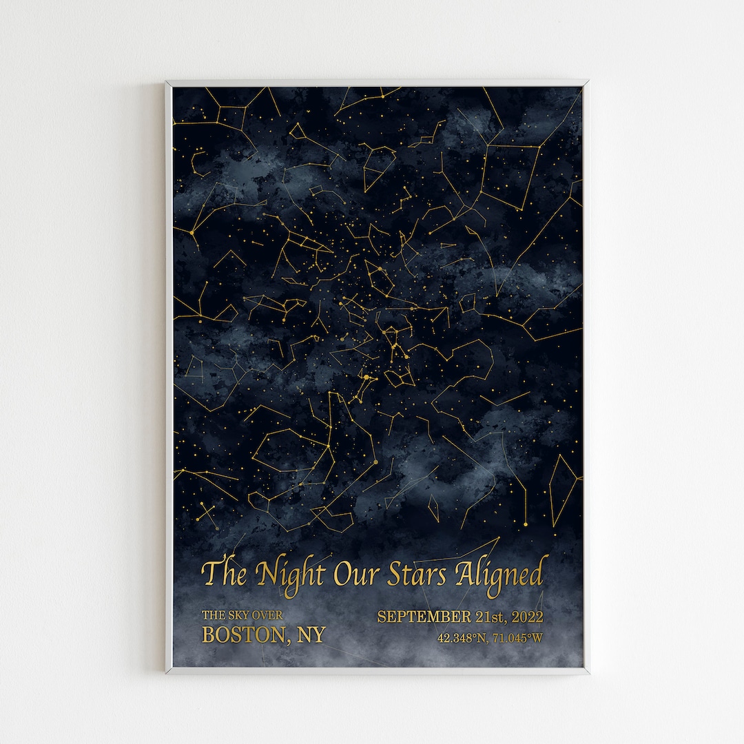 Custom Star Map, Night Sky Print Digital, Star Map Poster, Custom ...