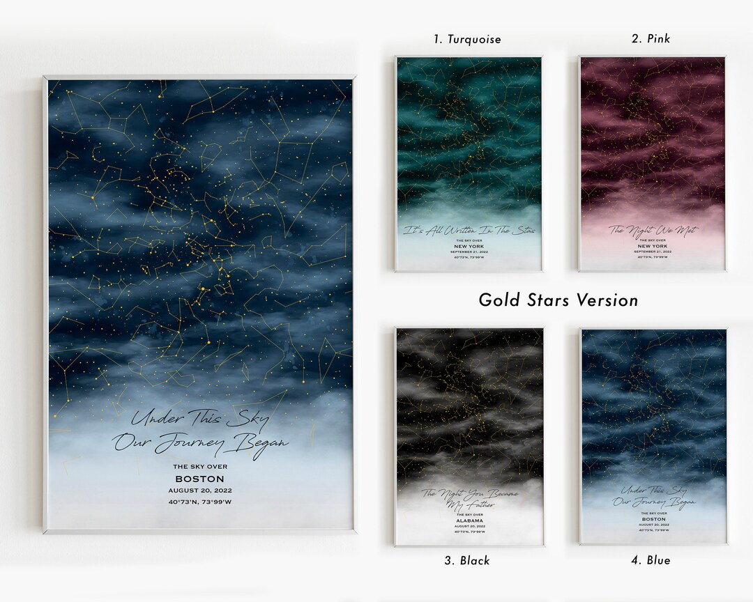 Custom Star Map, Night Sky Print Digital, Star Map Poster, Custom ...