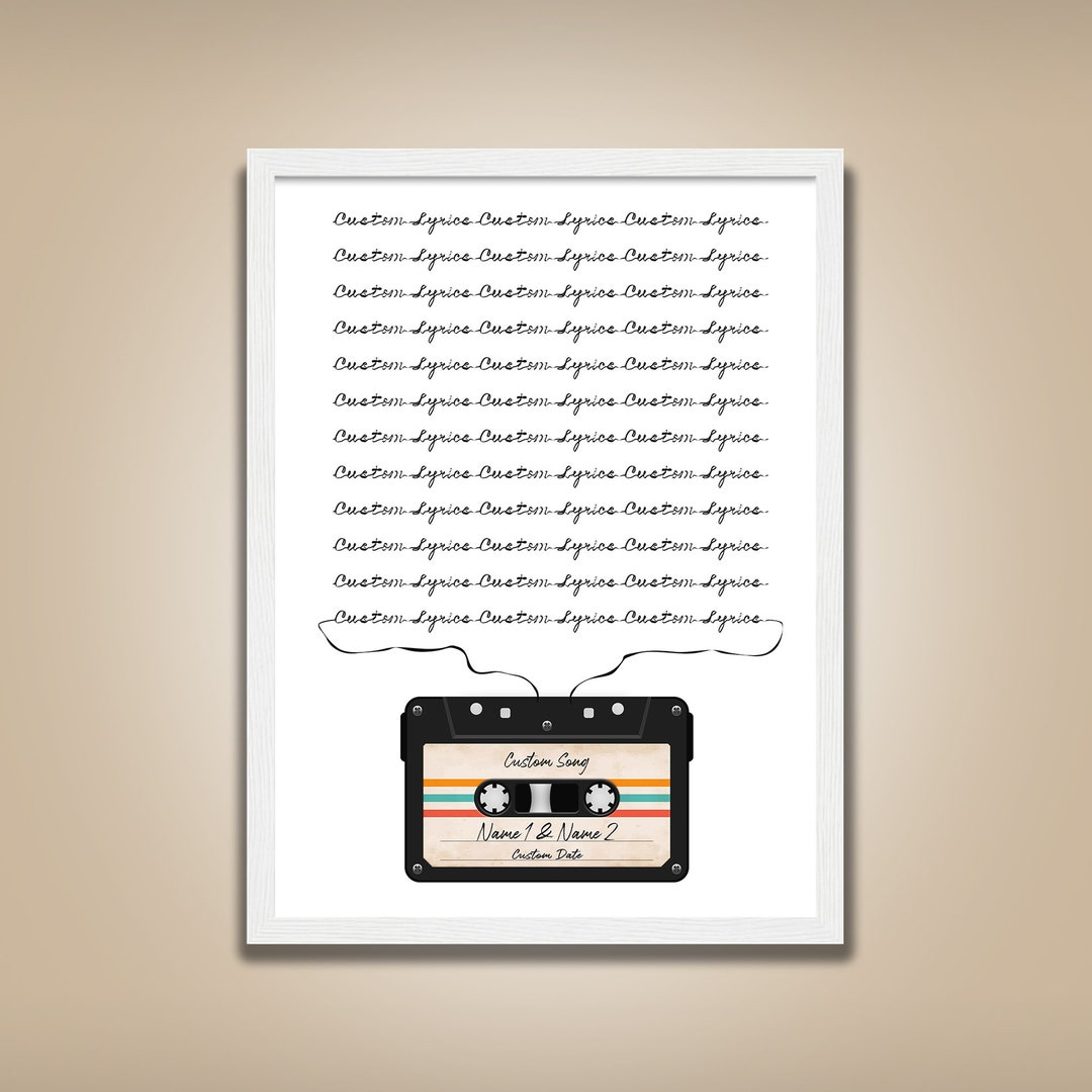 Personalized Mixtape, Cassette Tape Lyrics, Unique Retro Gift, Framed ...