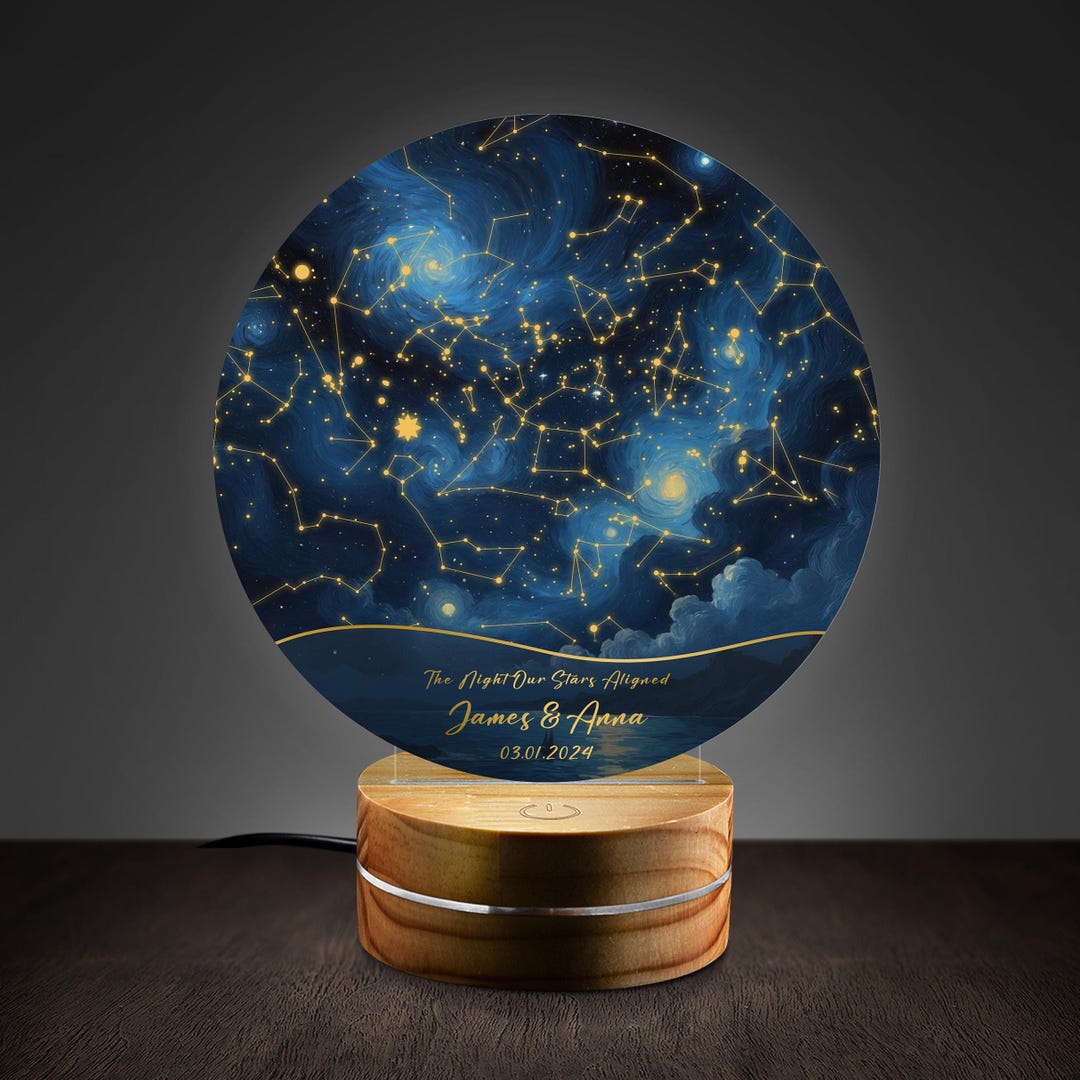 Star Map on Night Light Starry Night - Personalized Constellation Map ...