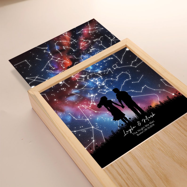 Personalized Constellation Chart Lamp - Gift Star Map on Night Light ...