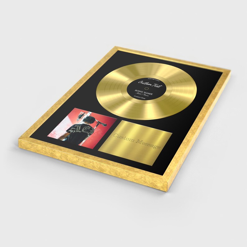 Luxury-looking Gold-finish Frame Custom Vinyl Record Plaque, Gold ...
