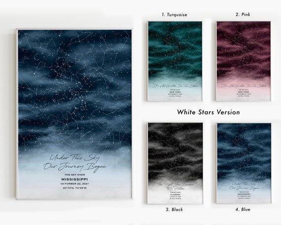 Custom Star Map Night Sky Print Digital Star Map Poster - Etsy