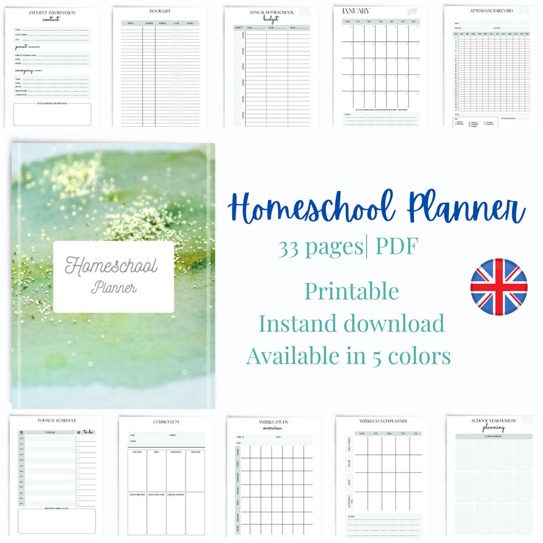 Undated Homeschool Planner Printable |20+ Pages| Digital PDF, Instant ...