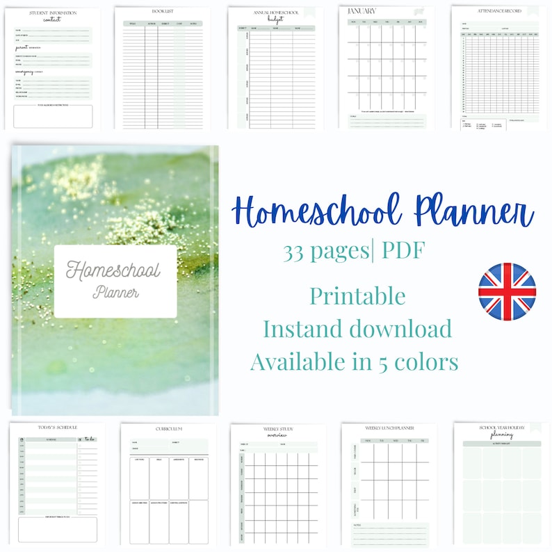 Undated Homeschool Planner Printable |20+ Pages| Digital PDF, Instant ...