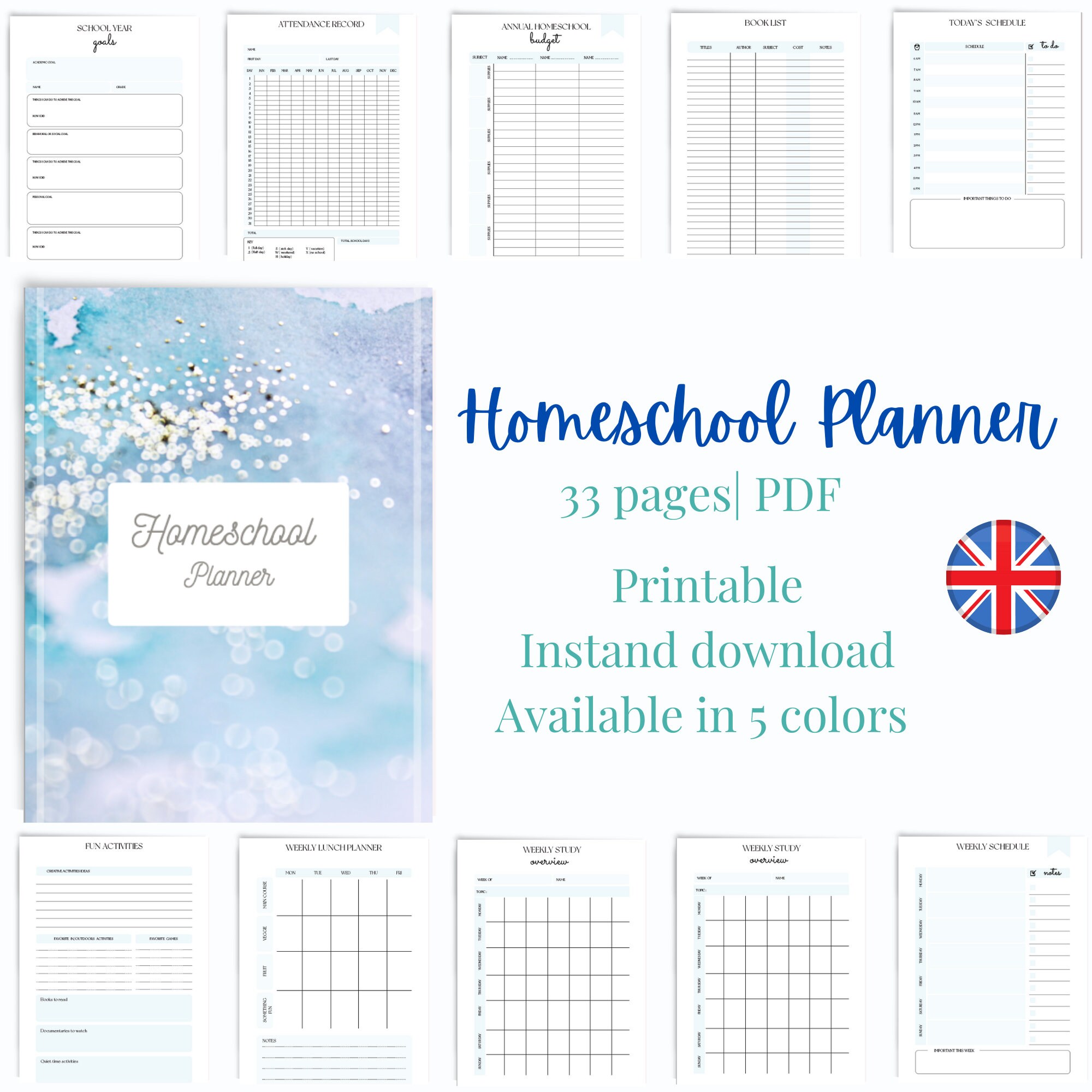 Undated Homeschool Planner Printable |20+ Pages| Digital PDF, Instant ...