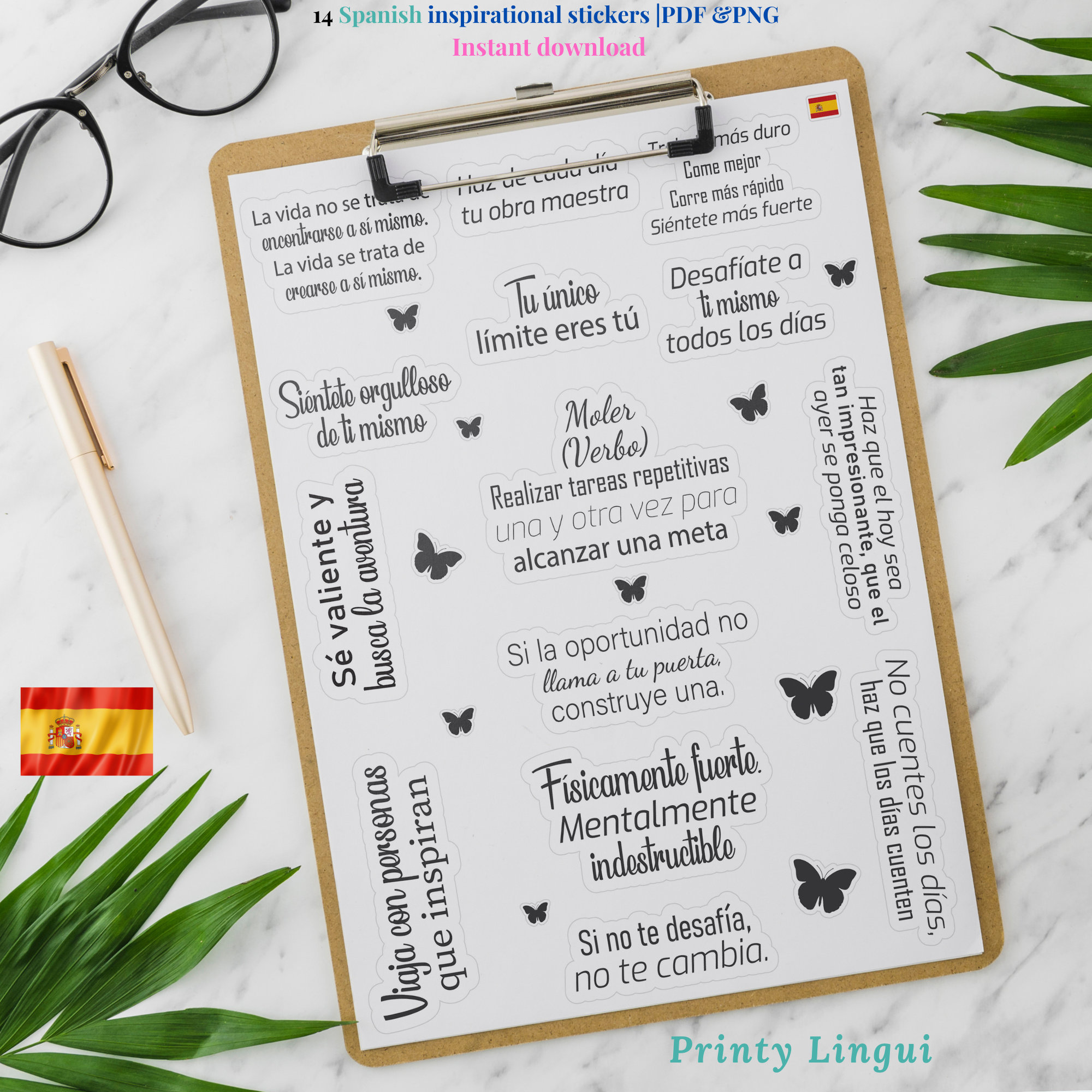 Spanish Stickers Sheet, Printable Stickers,self-care Stickers ...