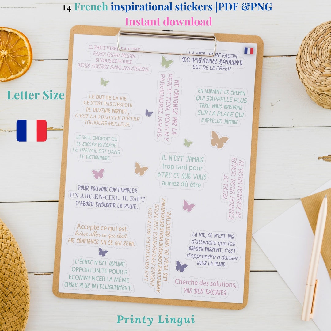French Motivational Stickers, Planner Decals (PDF & PNG) - Etsy
