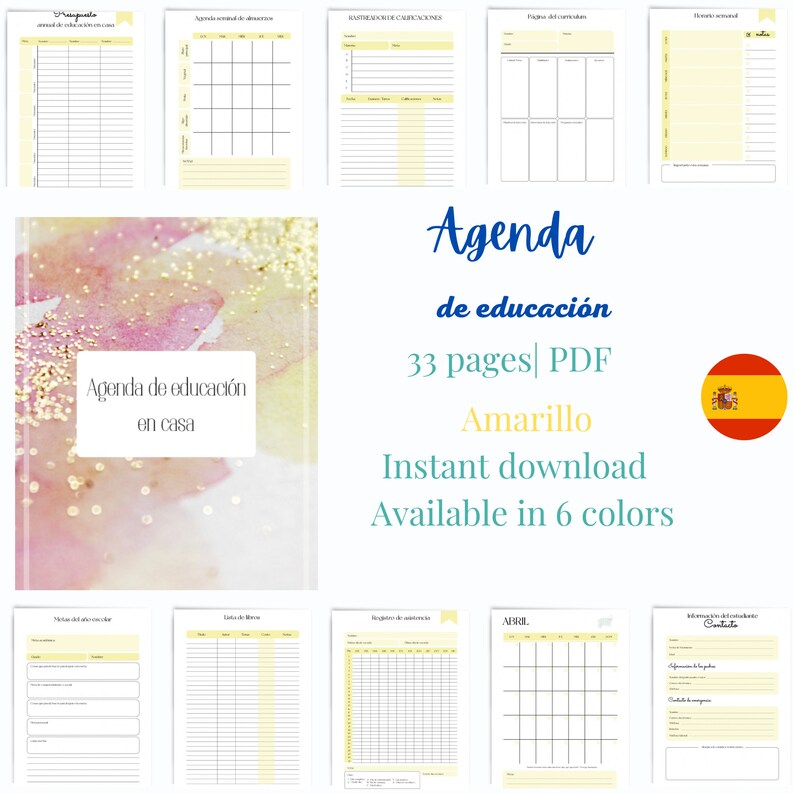 Spanish Homeschool Planner | Education Agenda, 33 Pages (PDF) - Etsy