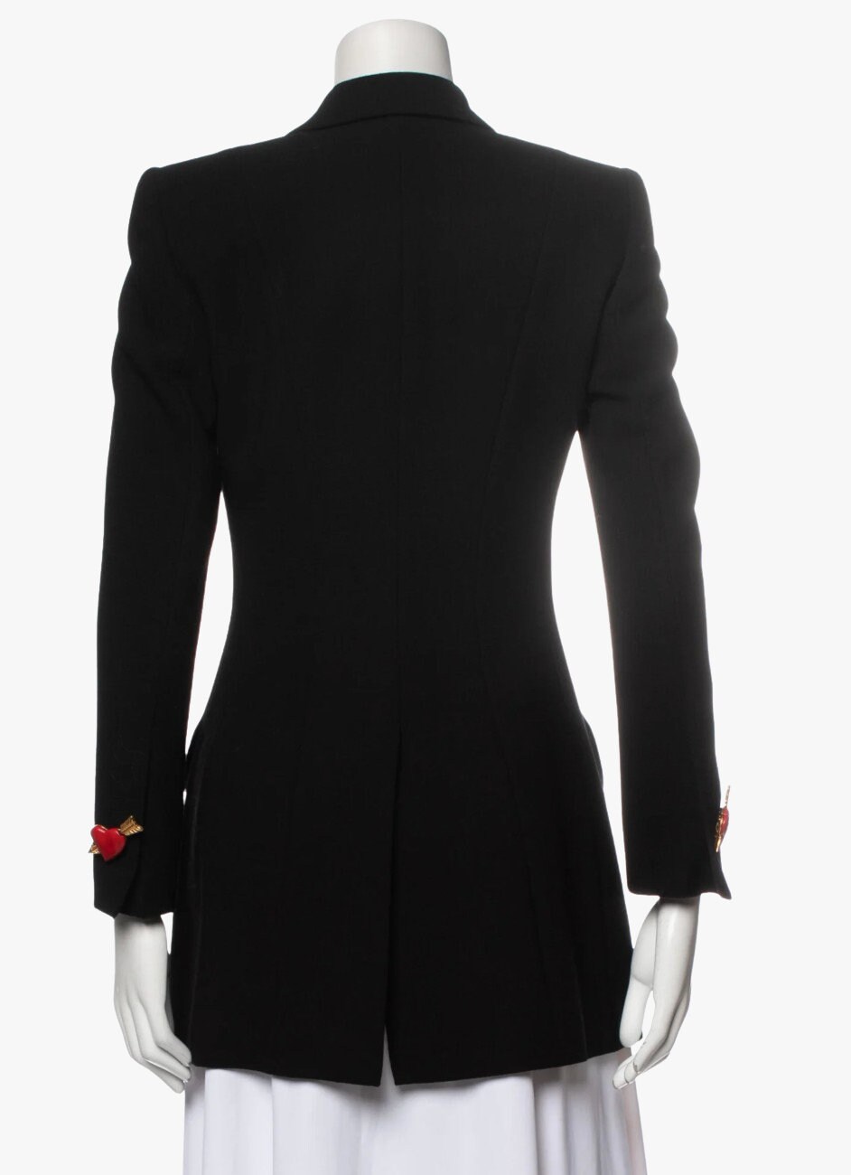 Vintage Rena Lange Heart Decor Blazer, Statement Evening Black Wool ...
