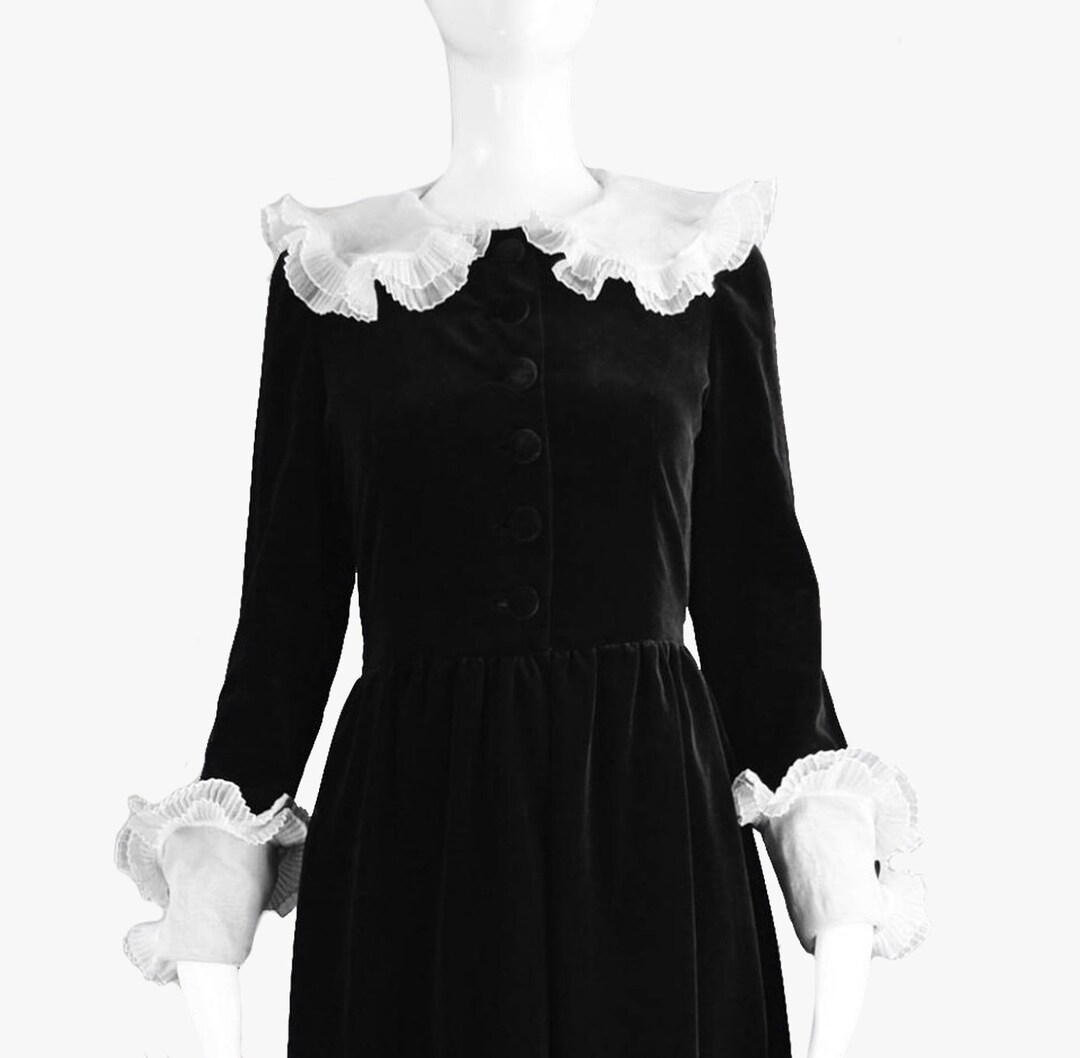 Nina Ricci Vintage Velvet Maxi Dress, 1980s Victorian False Collar ...