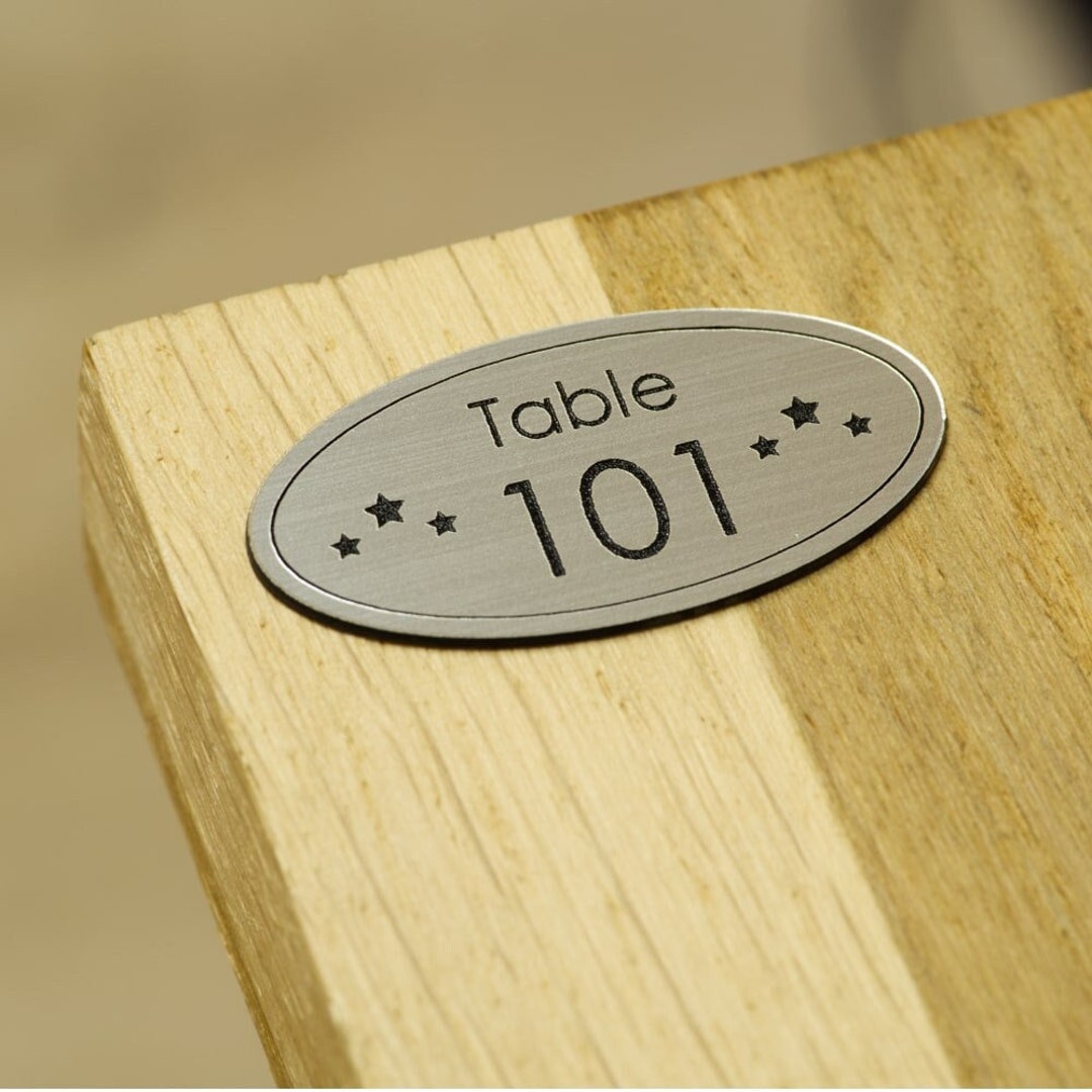 Personalized Oval Restaurant Table Number – Engraved Plaque, Modern and ...