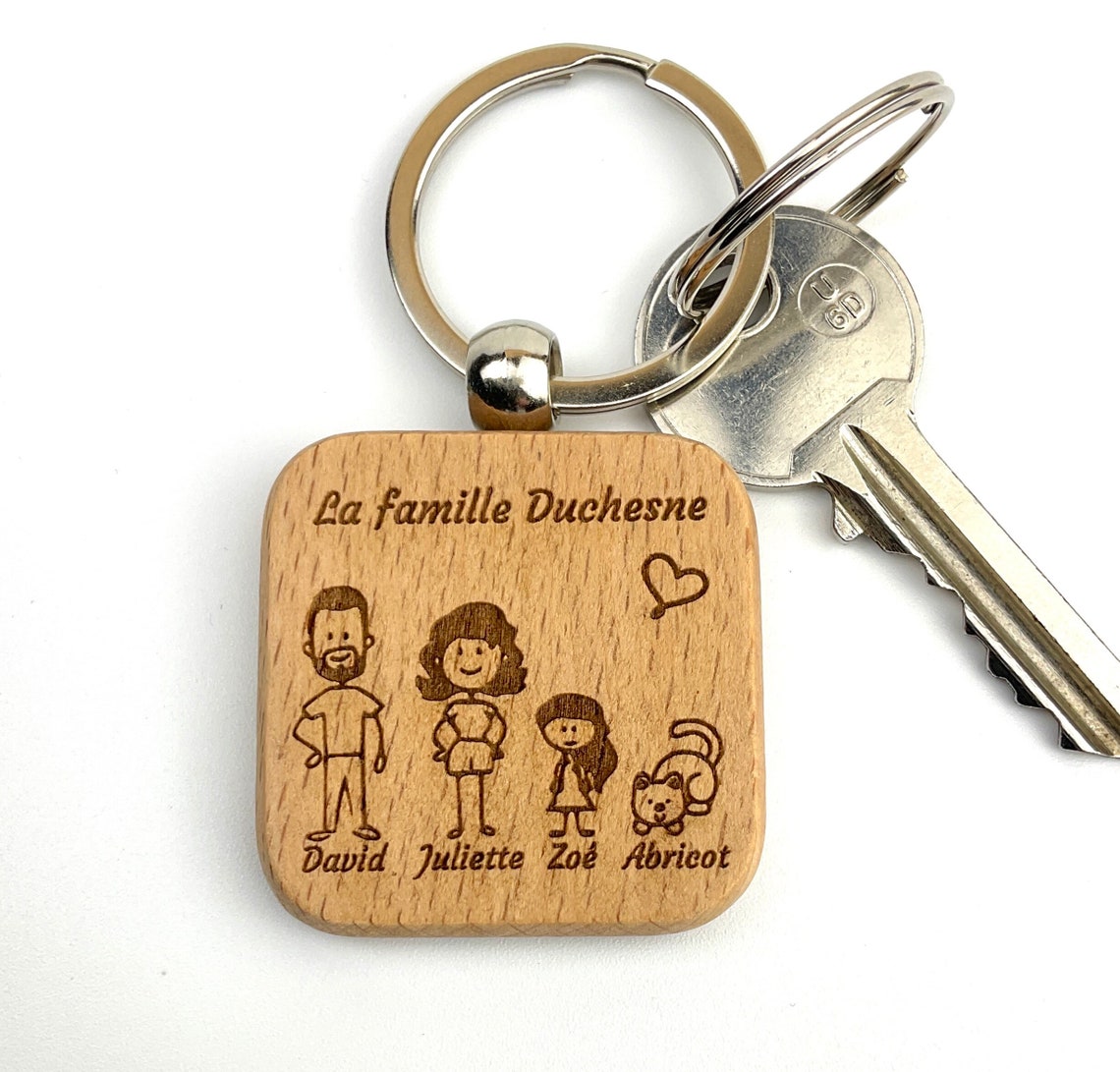 Personalized Wooden Key Ring "my Family", for Father's Day, for a ...