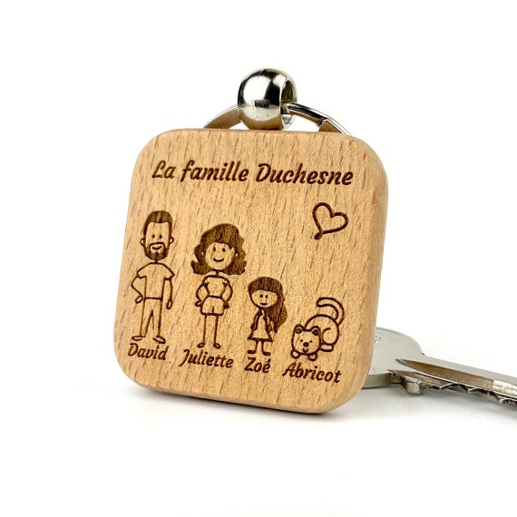 Personalized Wooden Key Ring my Family for | Etsy