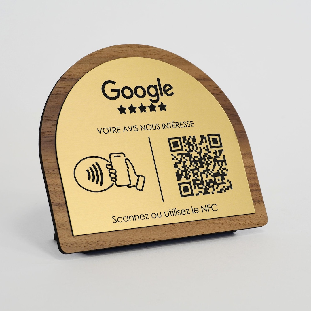 Custom Engraved Wooden QR Code Easel Stand (NFC) – Google Review Holder ...