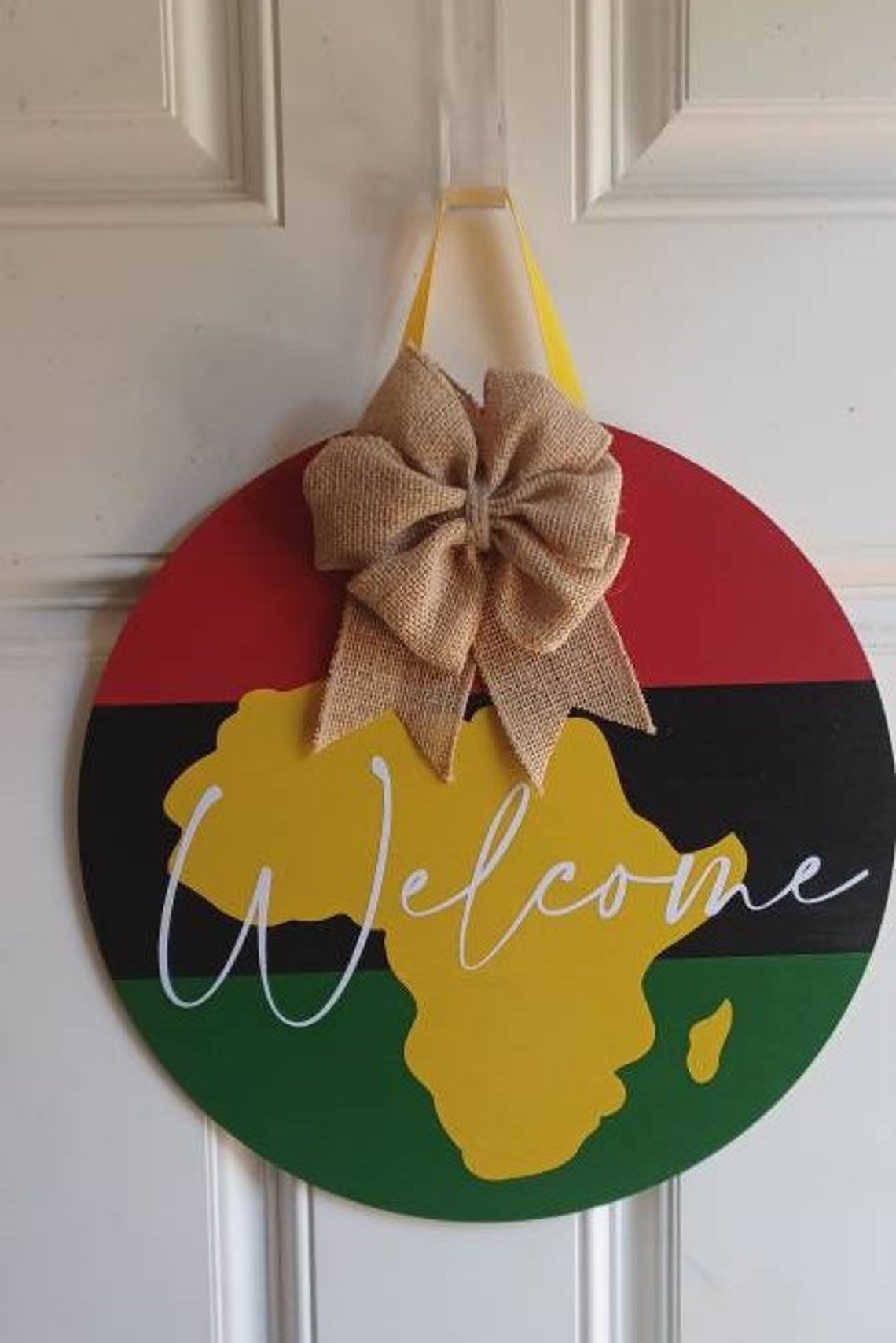 Africa Welcome Door Hanger| Decorative Sign| Wall Sign| Wood Round ...