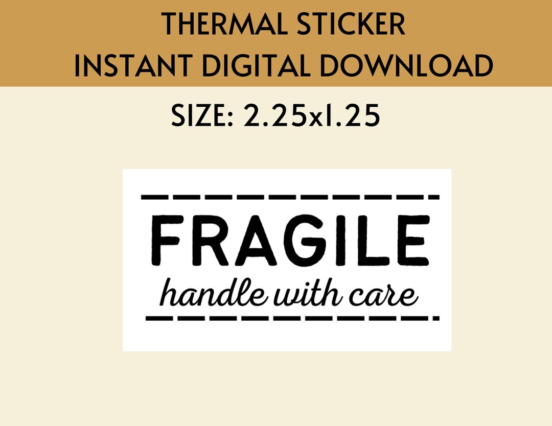FRAGILE Instant Download Thermal Label Thermal Sticker - Etsy