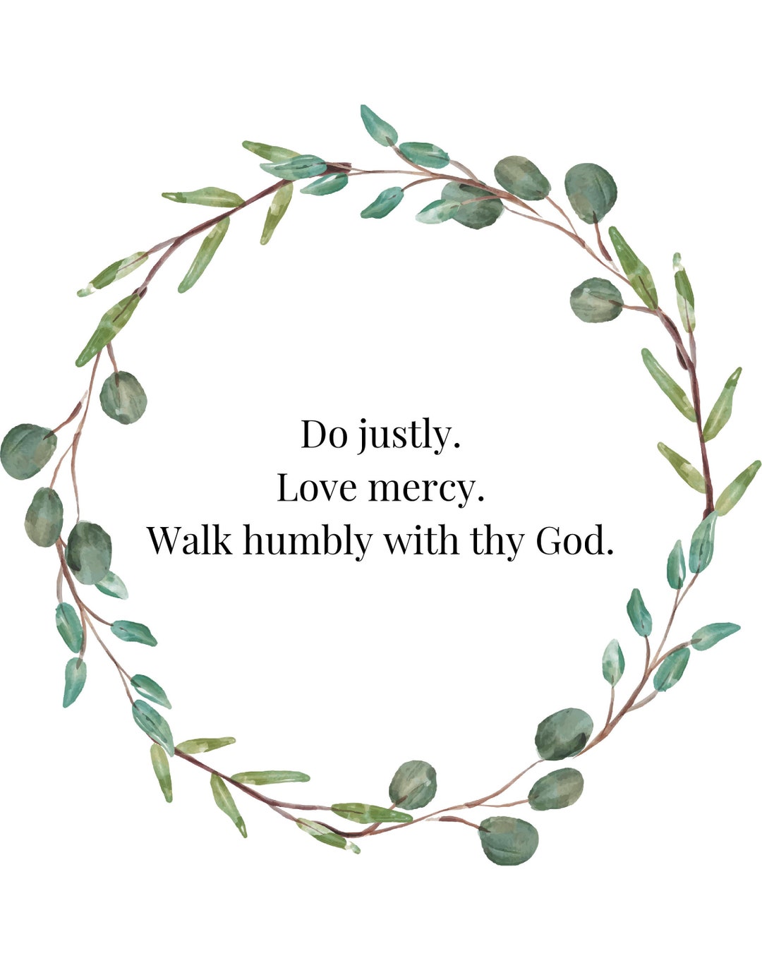 Do Justly Love Mercy Bible Verse Digital Download Scripture Wall Art ...