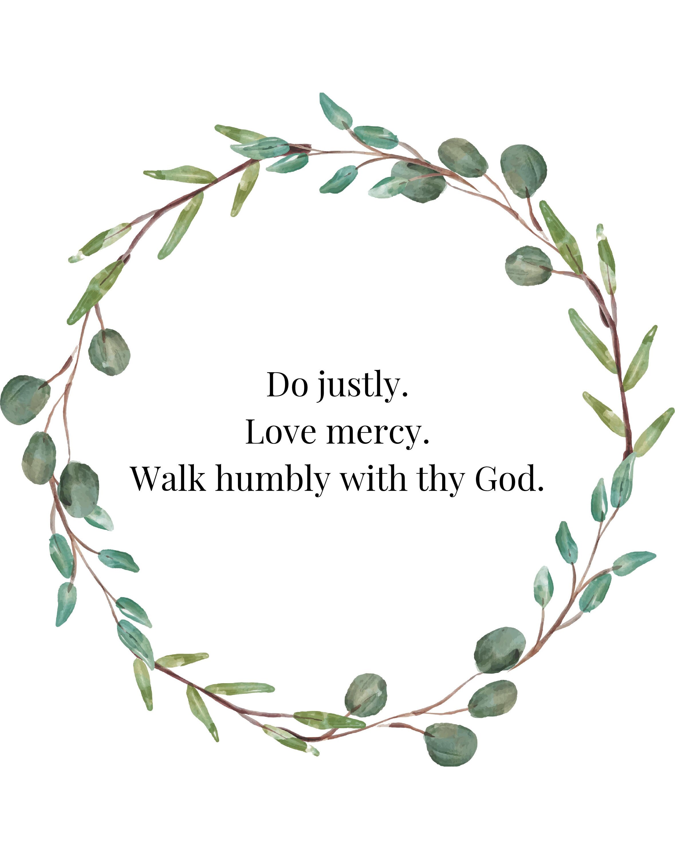 Do justly Love Mercy BibelVers Digital Download Schrift Wand Kunst ...