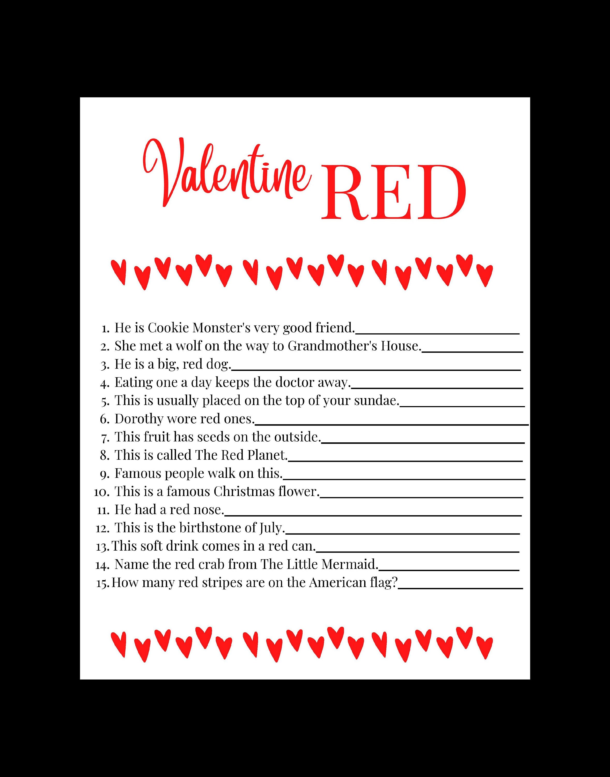 Valentine Game Bundle Digital Download Seven Games Valentine Party Kids ...