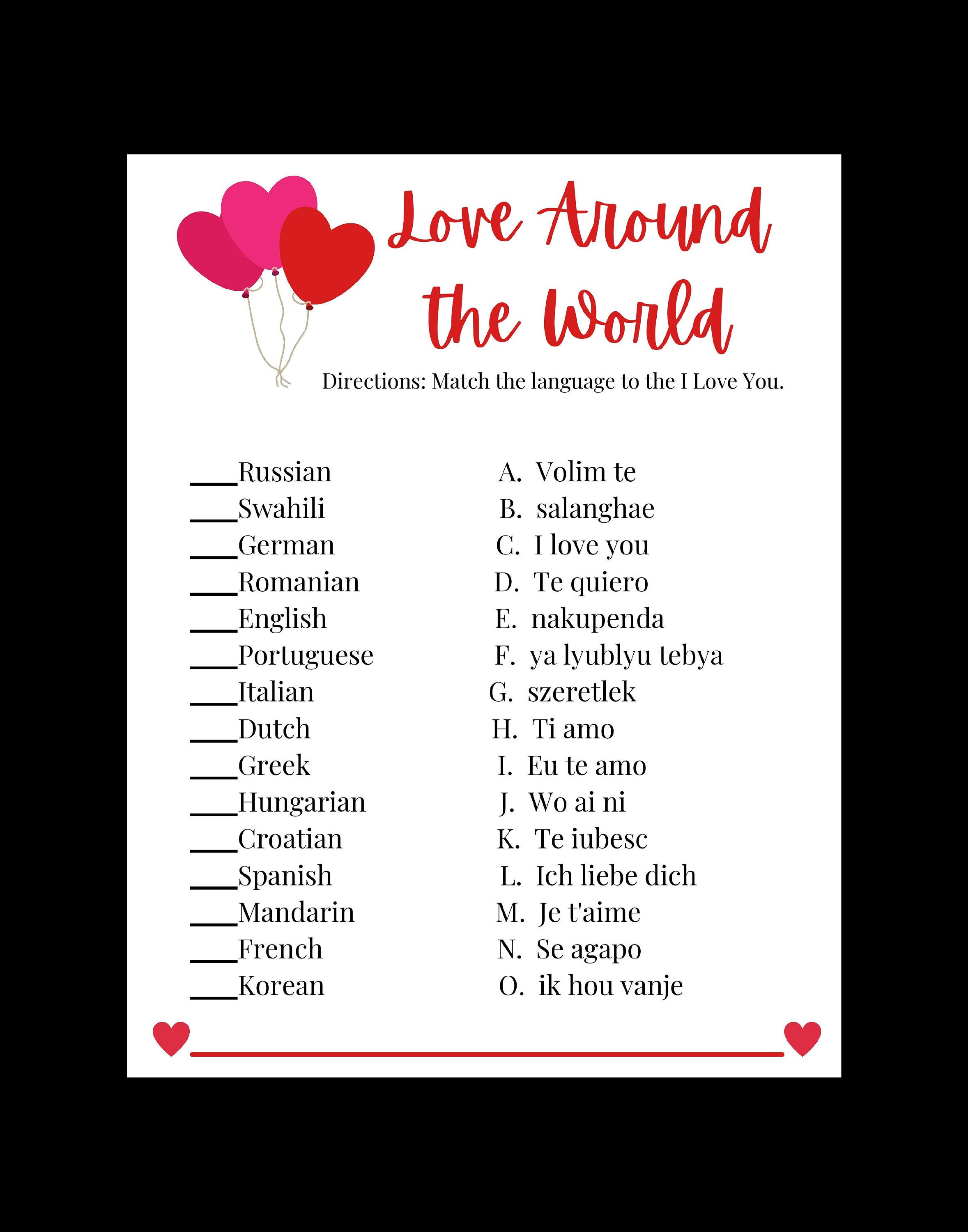 Valentine Game Bundle Digital Download Seven Games Valentine Party Kids ...