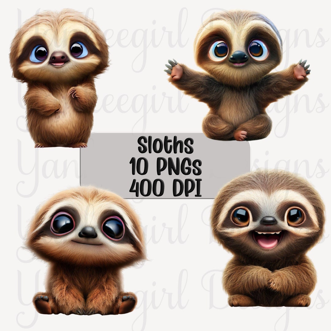 Adorable Sloth Clipart Sloth Clipart Bundle Charming Sloth ...