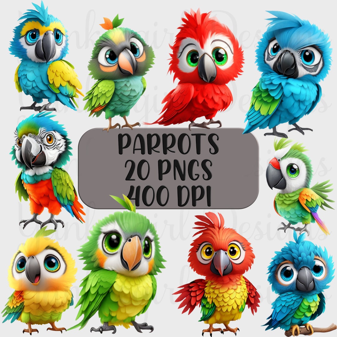 Tropical Parrot Clipart Vibrant Parrot Illustrations - Etsy