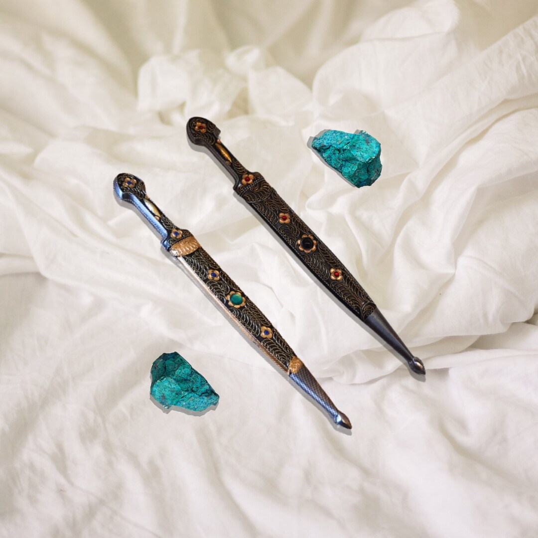 Handmade Fantasy Dagger: Engraved Sheath, Stone Inlay - Georgian Craft ...