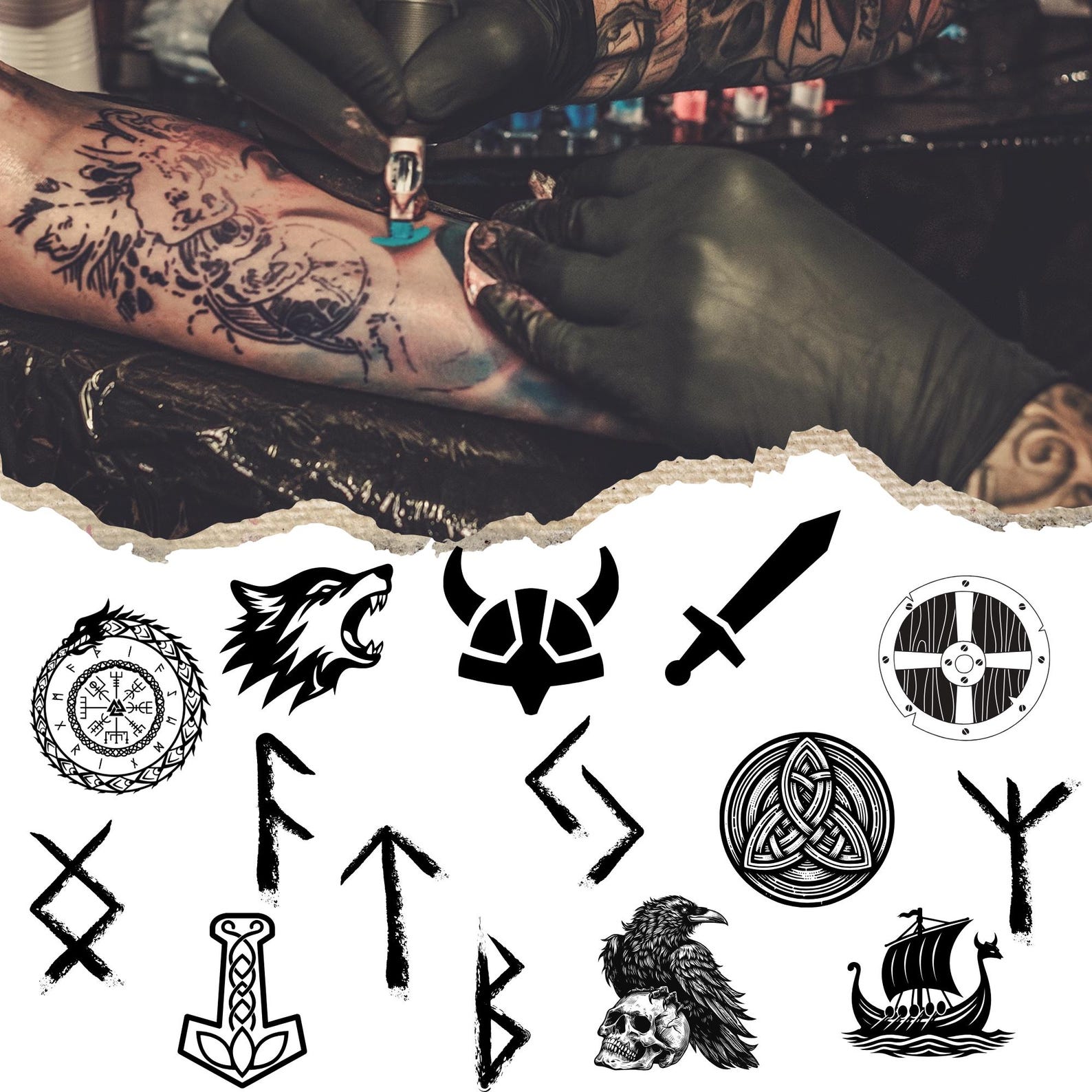 Viking Tattoo Flash Sheet: Norse Mythology Art (digital Download ...