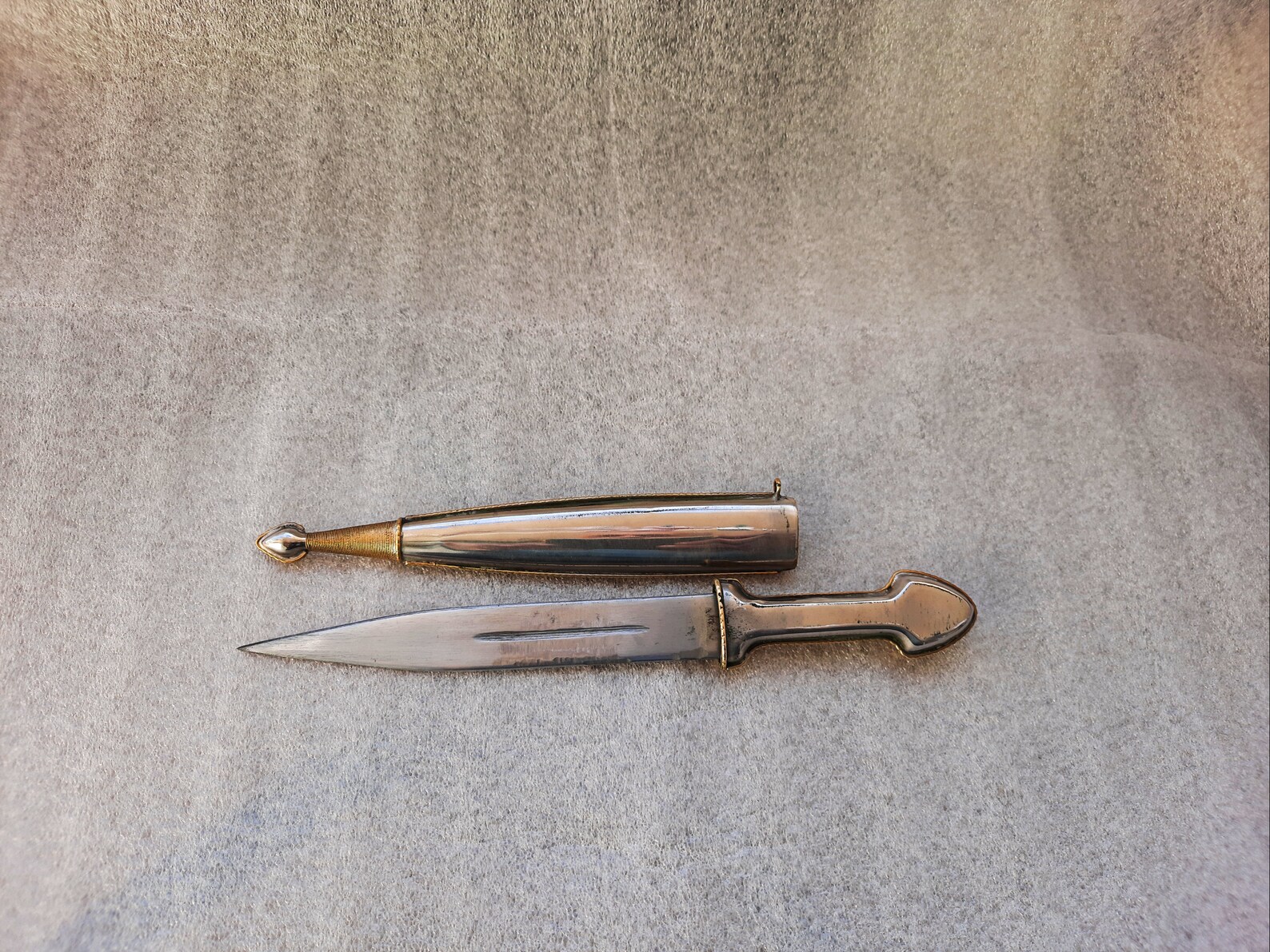 Beautiful Handmade Dagger With Golden Engraved Sheath, Stalk. unshaven ...