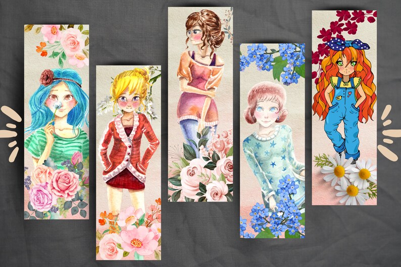 5 Printable Bookmarks PNG / JPG Printable Bookmarks Set - Etsy