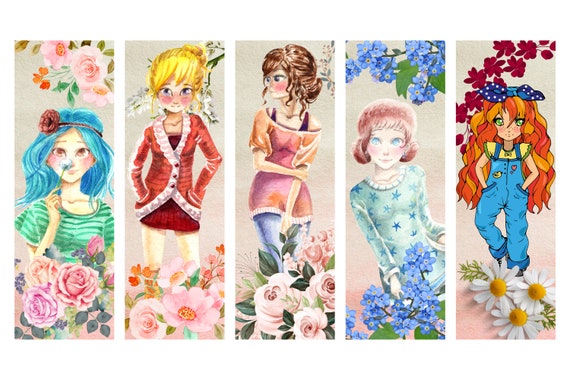 5 Printable Bookmarks PNG / JPG Printable Bookmarks Set - Etsy