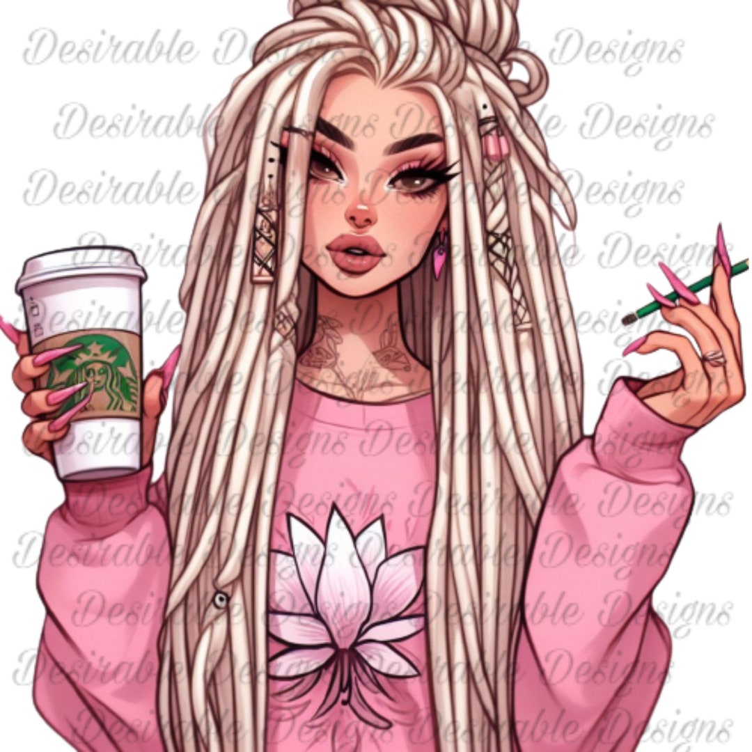 Bougie Girl With Dreadlocks, Pink, Lotus, Cute, PNG, PNG File, PNG ...