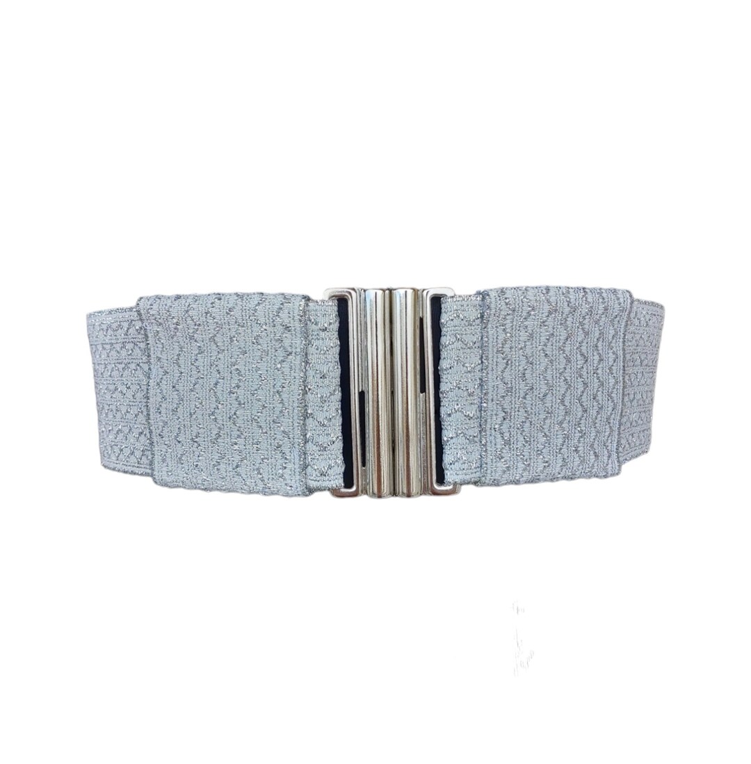 Silver Shimmering Wide Waist Belt Woman Handmade Elastic Belt Metal ...