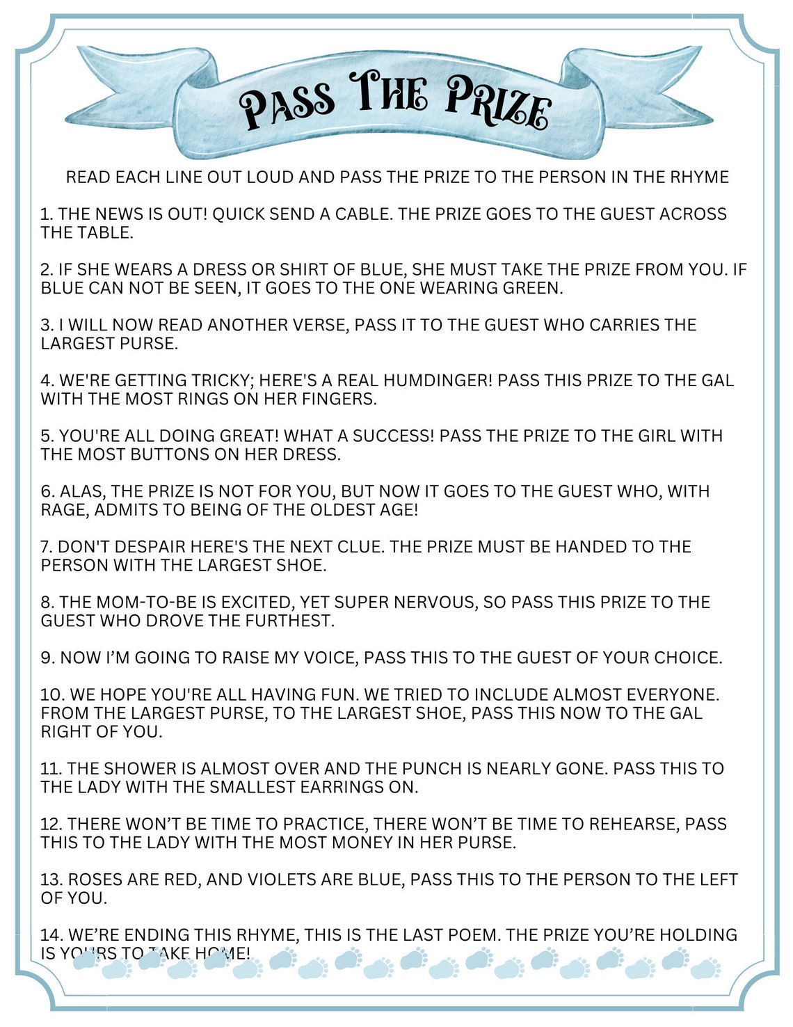Pass the Prize Baby Shower Game, Baby Shower Game Printable, Baby Boy ...