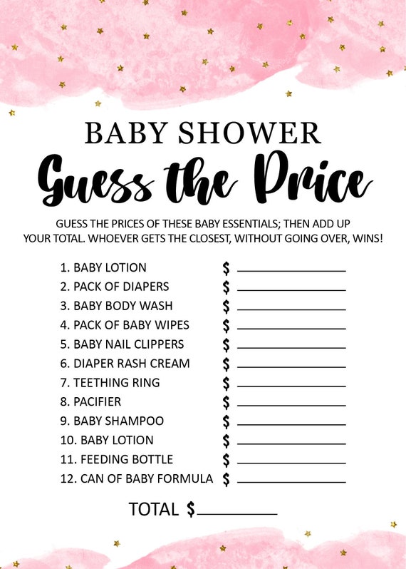 Guess The Price Baby Shower Game, Baby Shower Game Printable, Baby ... Guess The Price Baby Shower Game, Baby Shower Game Printable, Baby ...